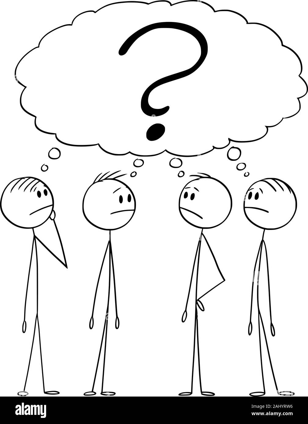 Vector cartoon stick figure drawing conceptual illustration of group of ...