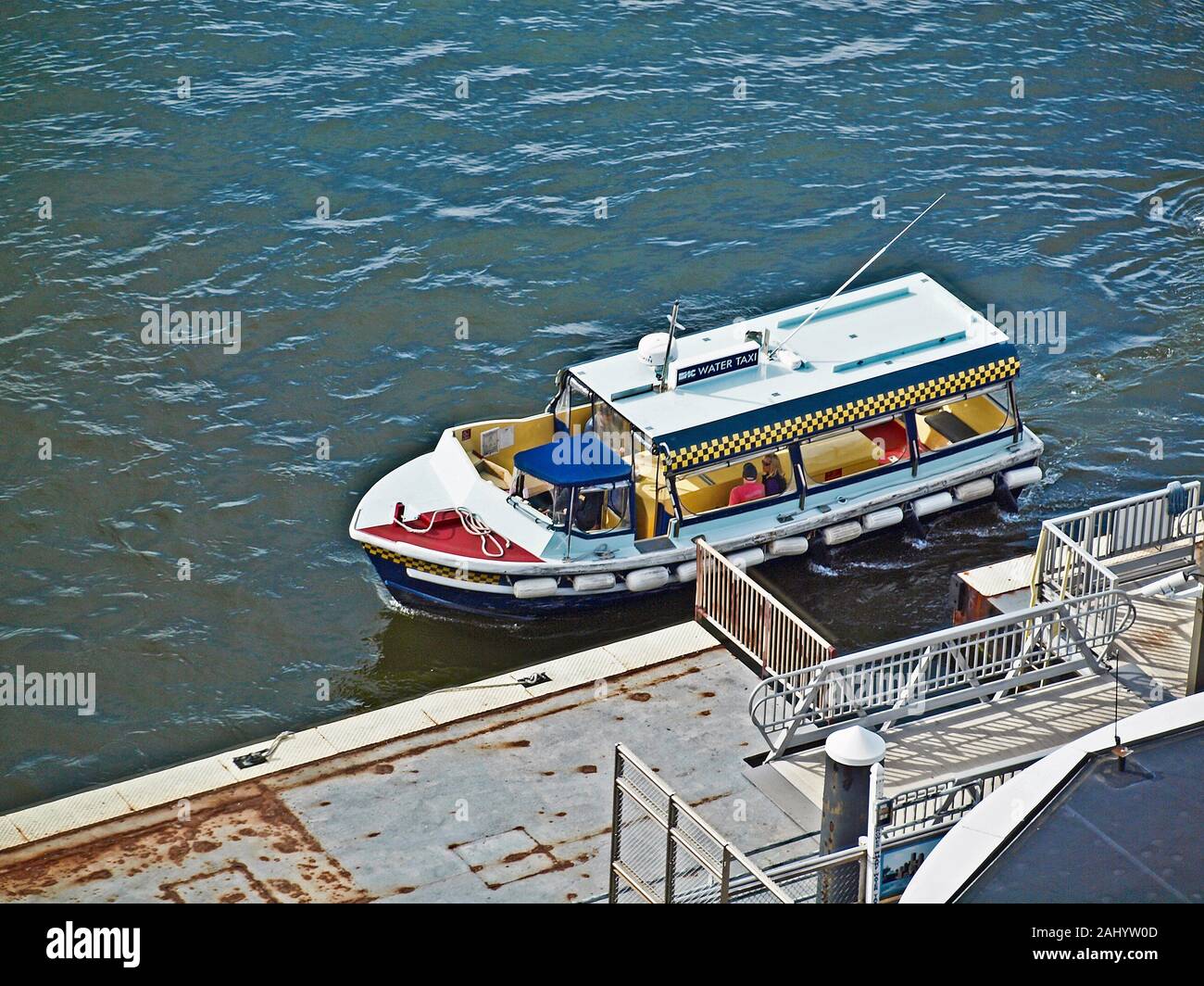 Water taxi moving away from dock at Logan International Airport, Boston ...