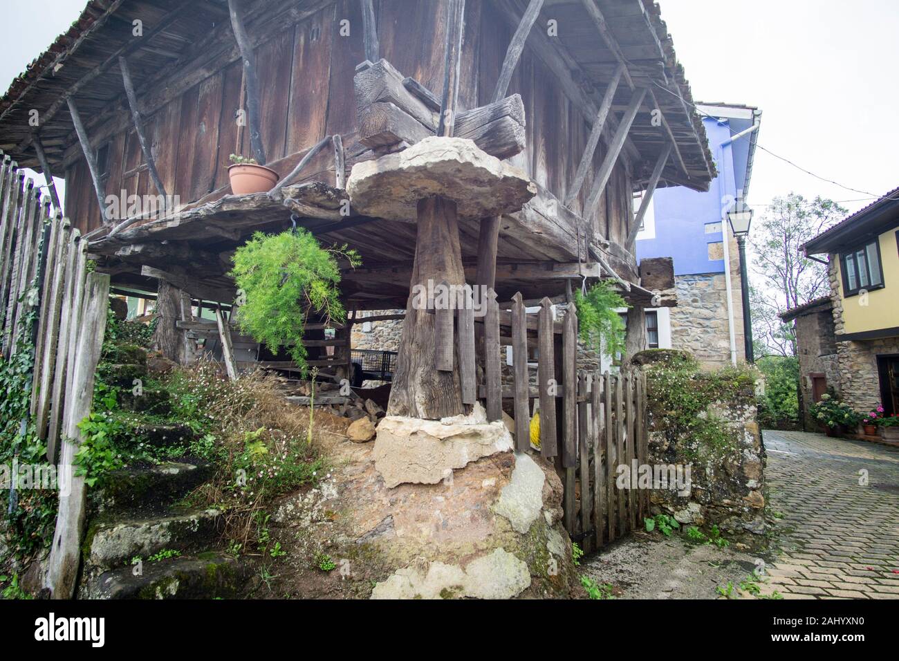 Torazo Asturias Spain on September 10, 2019: Horreos Traditional stone ...