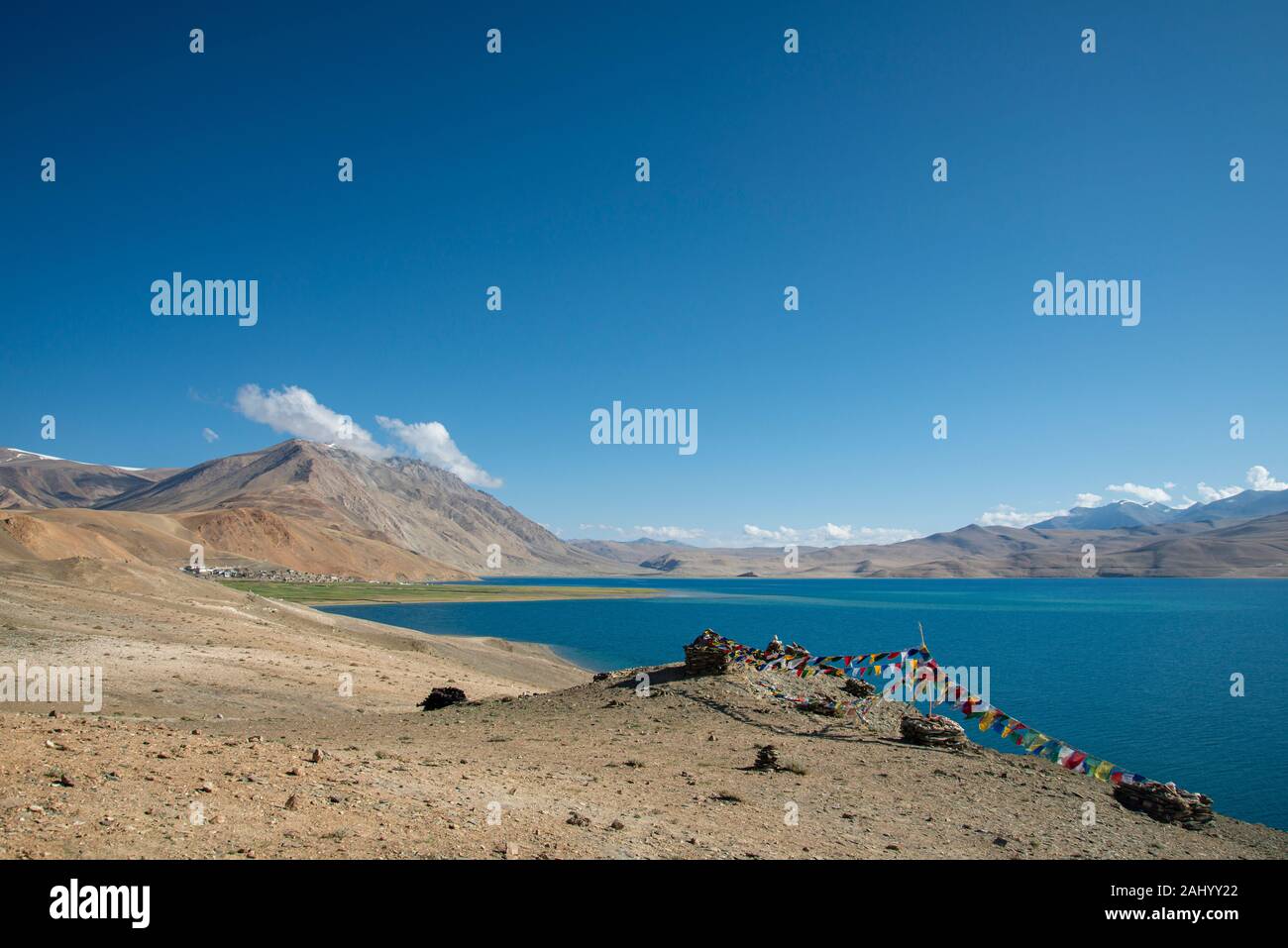 Tso Moriri Lake on a clear Sunny day, Ladakh, India, Asia Stock Photo ...