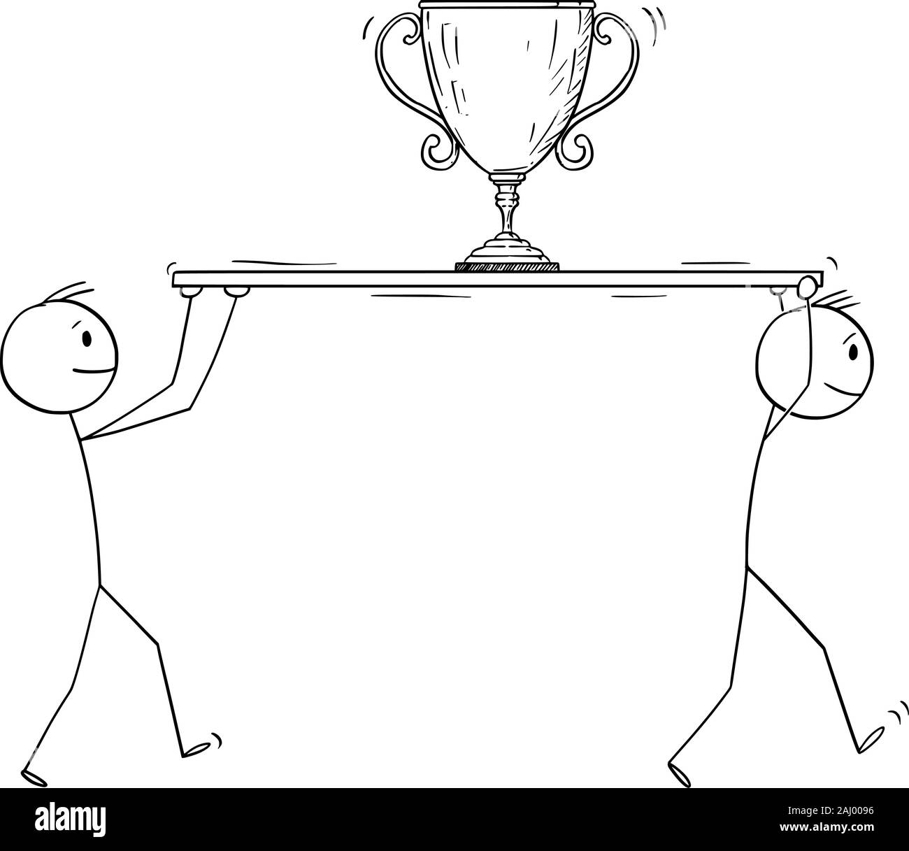 Vector cartoon stick figure drawing conceptual illustration of two ...