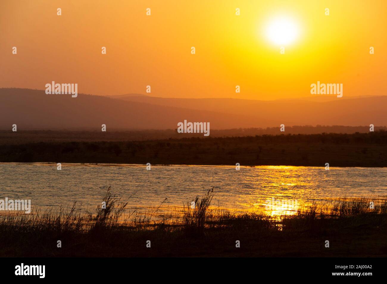 Sunset over Pongolapoort Dam, Lake Jozini, Pongola Nature Reserve ...