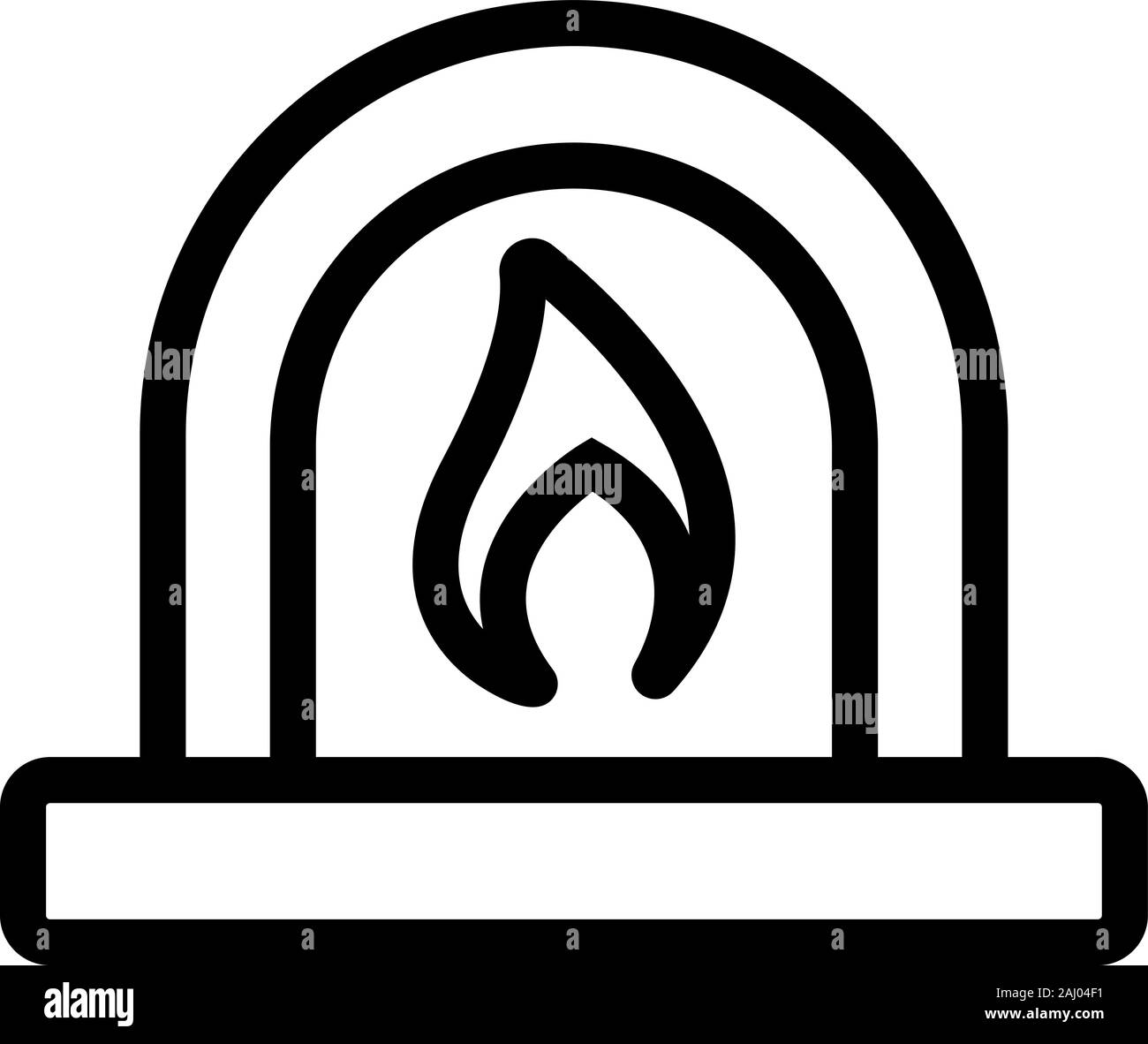 fireplace with fire icon vector. Isolated contour symbol illustration ...