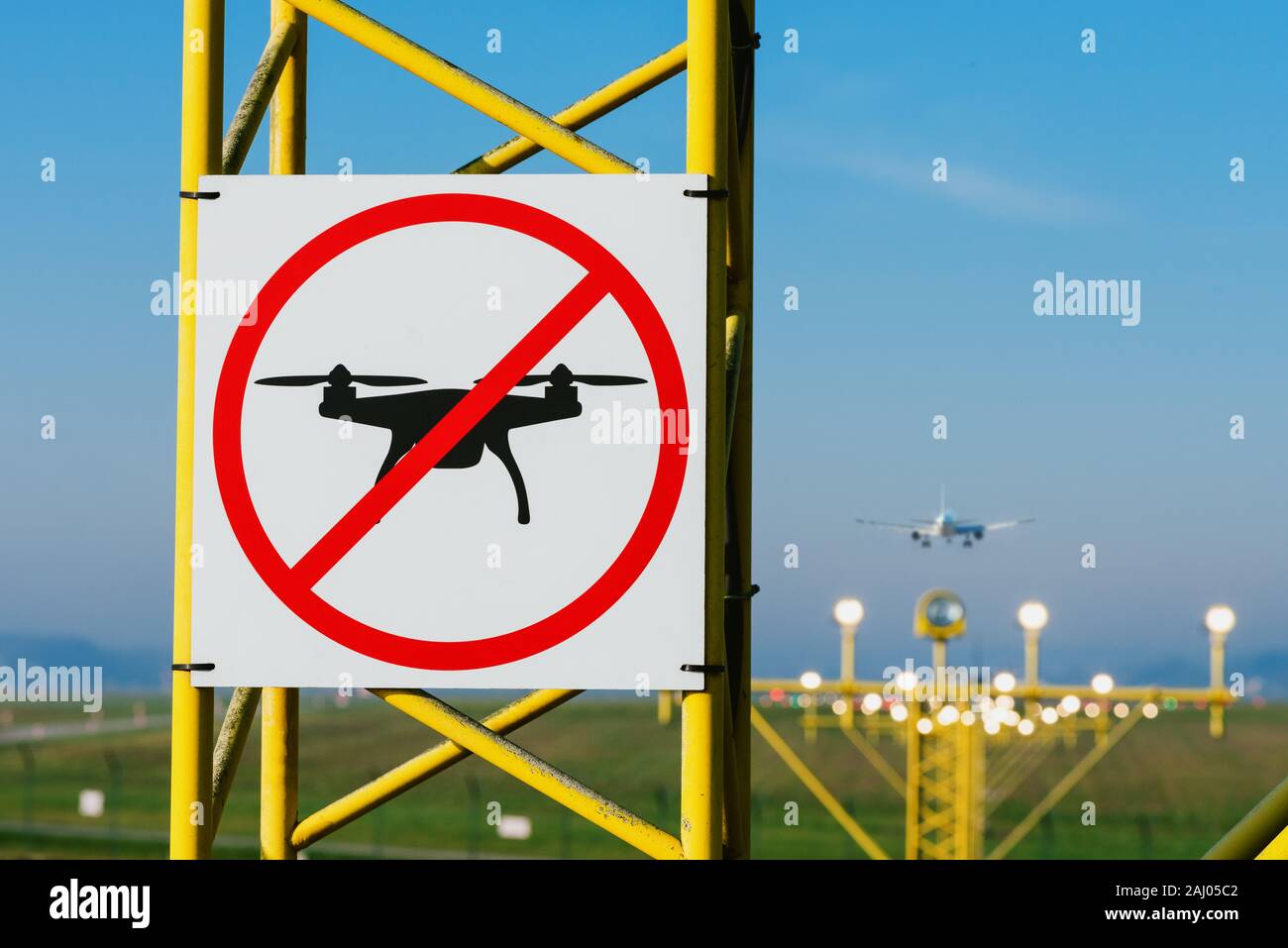 Airport Restricted Area Warning Sign High Resolution Stock Photography ...