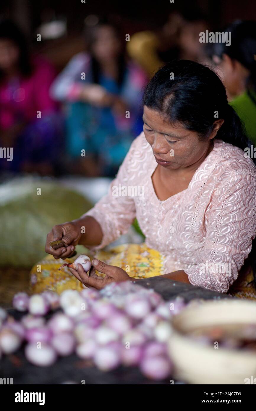 Woman cooking a meal in Myanmar Stock Photo - Alamy