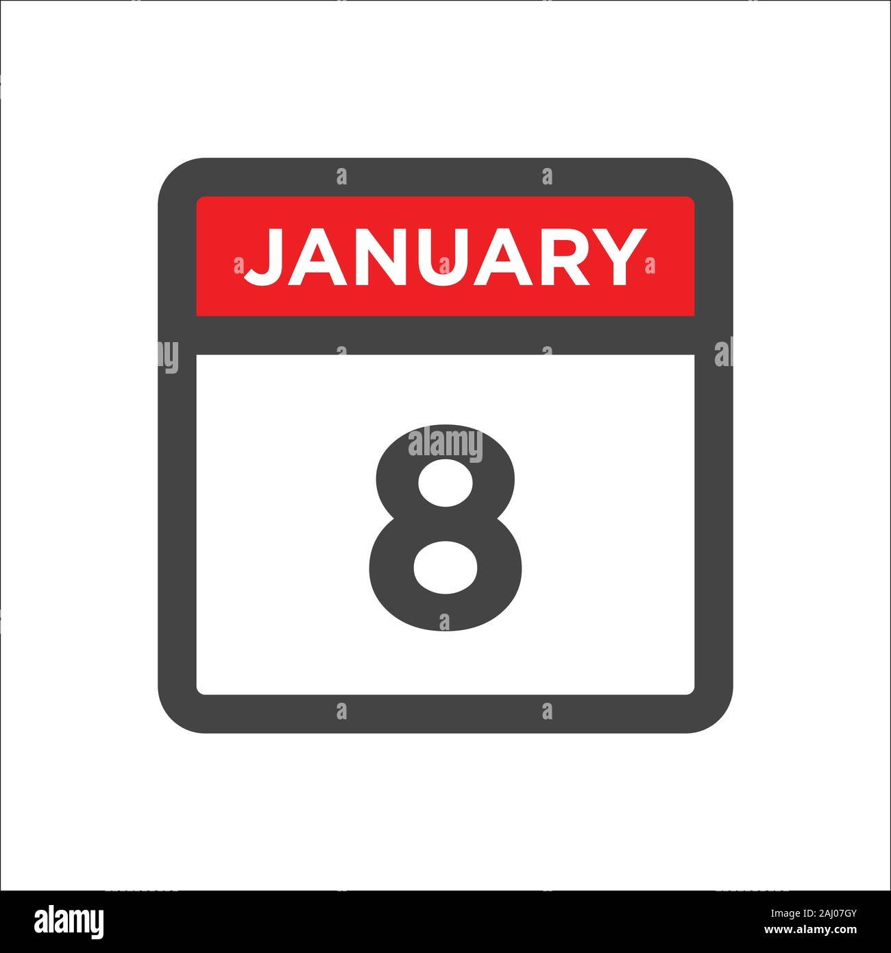 January 8 calendar icon w day of month Stock Vector Image & Art - Alamy