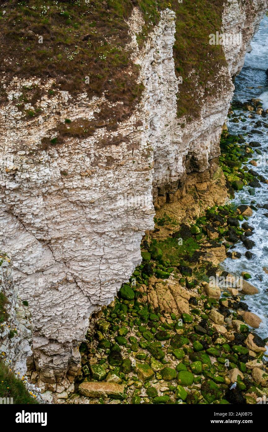 The chalk cliffs at North Landing at Flamborough Head, Humberside Stock ...