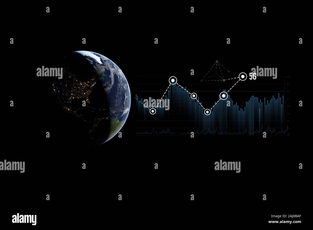 5G concept illustration showing global world wide internet coverage ...