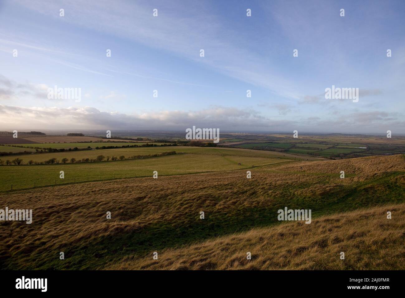 Oxfordshire countryside views from White Horse Hill, Uffington, England ...