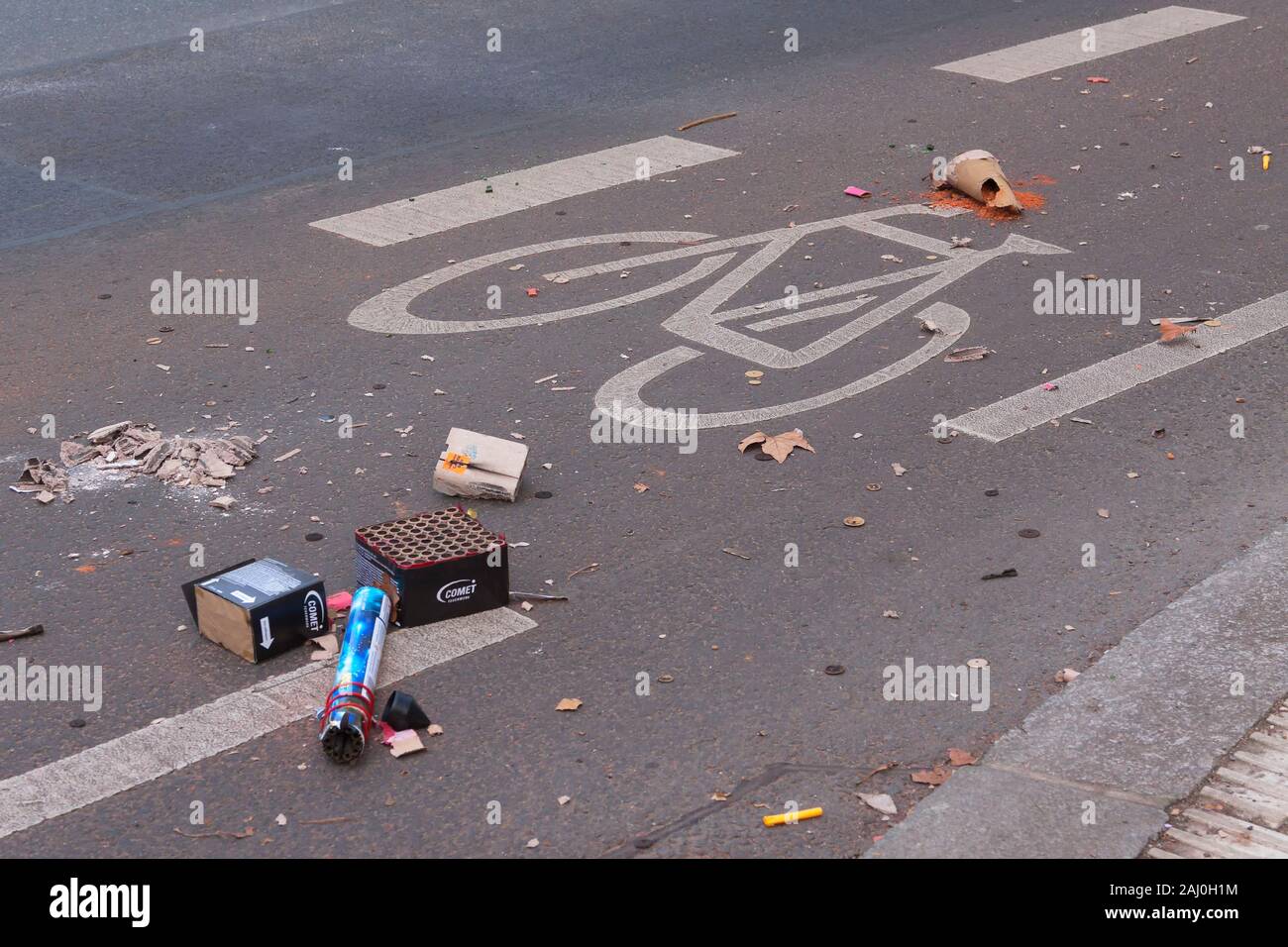 One day after New Year's Eve fireworks Stock Photo - Alamy
