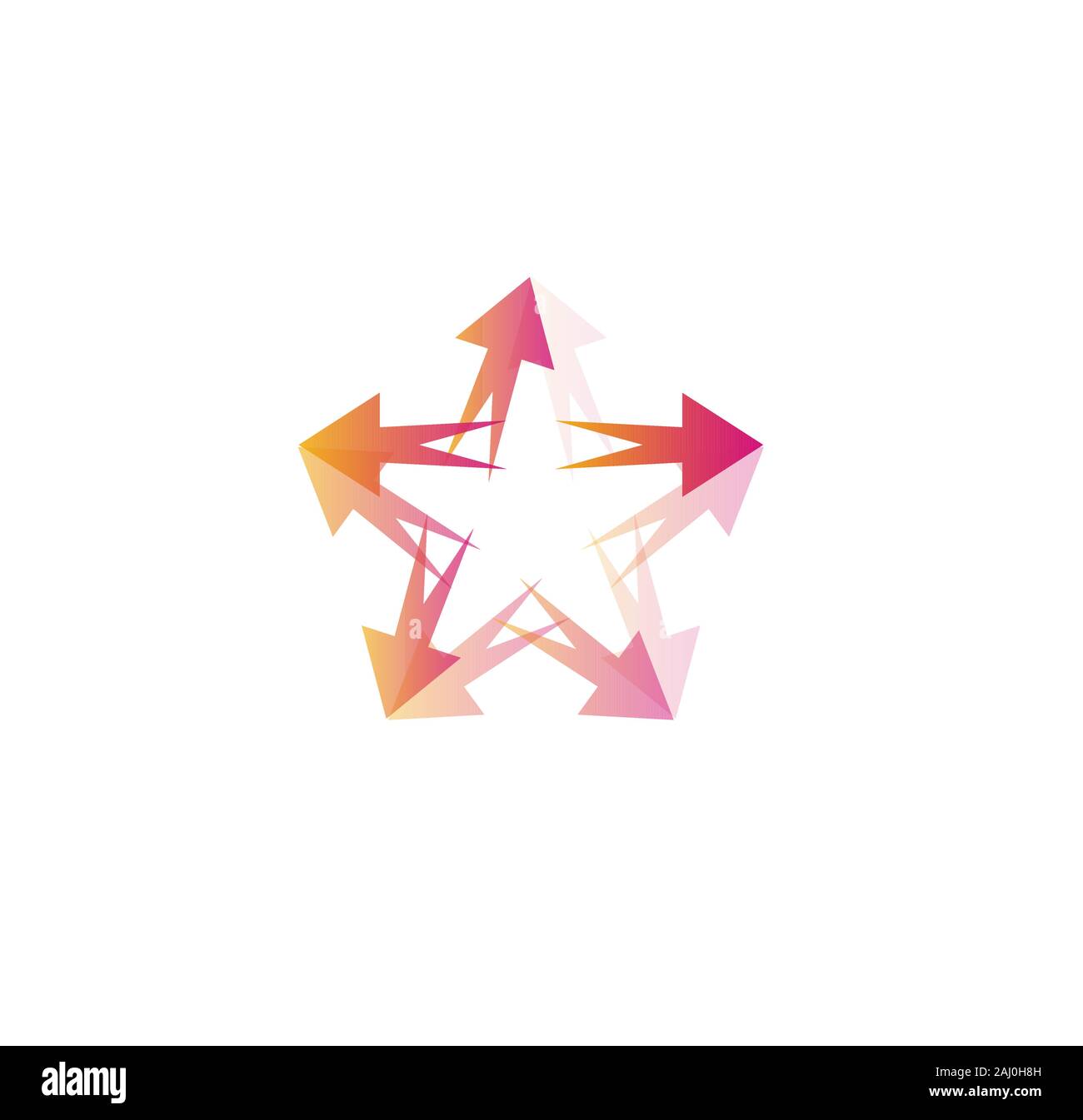 Star icon. Unusual five-pointed geometric star, arrow shapes Flat logo ...