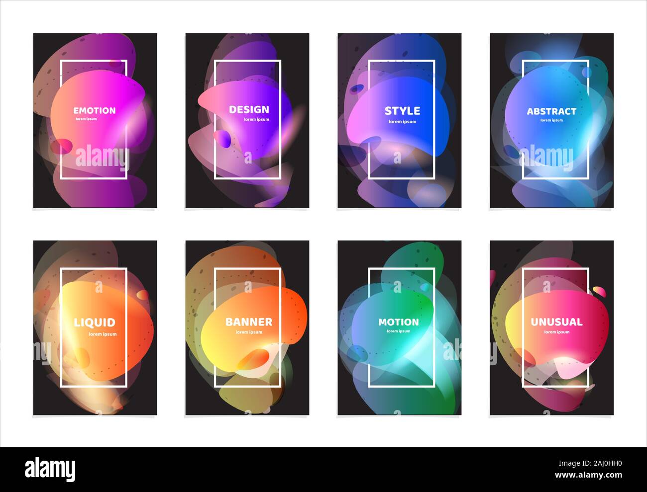 Abstract liquid banner set. Colorful flow background template. Colored ...