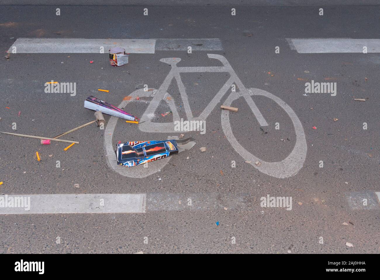 One day after New Year's Eve fireworks Stock Photo - Alamy