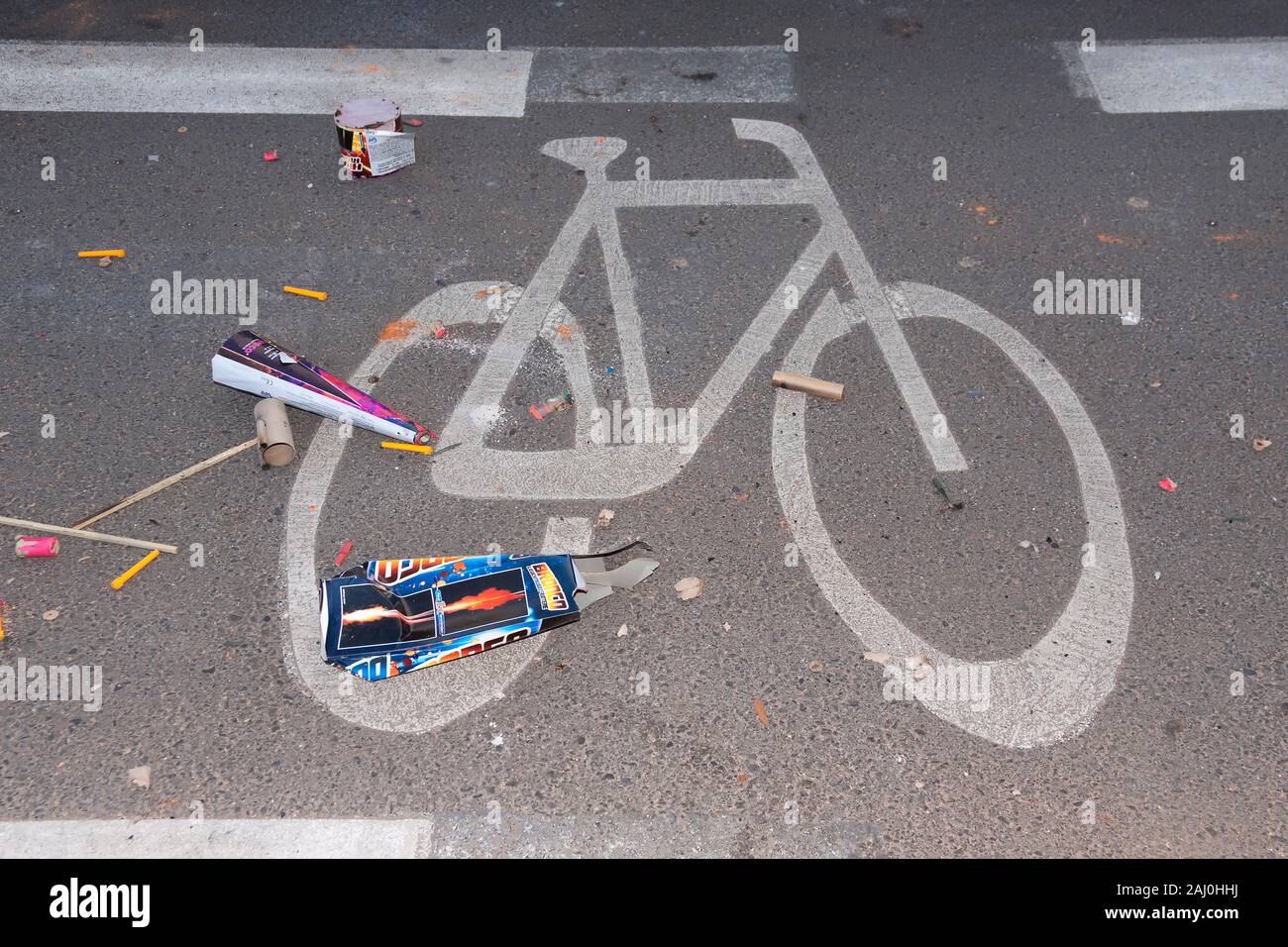 One day after New Year's Eve fireworks Stock Photo - Alamy