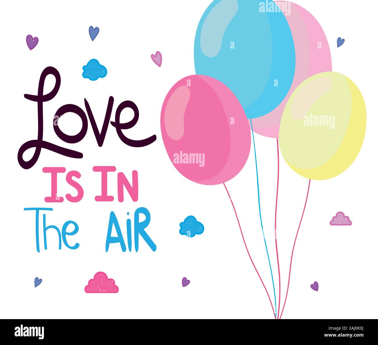 love in in the air balloons celebration card vector illustration Stock ...