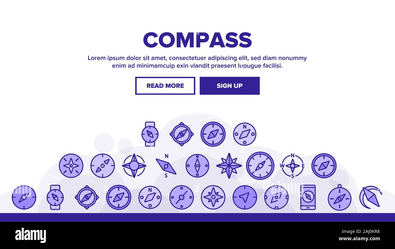 Compass Navigation Landing Header Vector Stock Vector Image & Art - Alamy