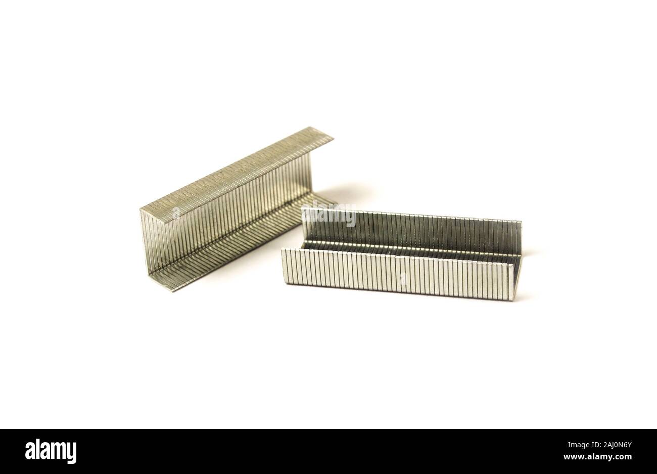 Staples for stapler close-up isolated on white background Stock Photo ...