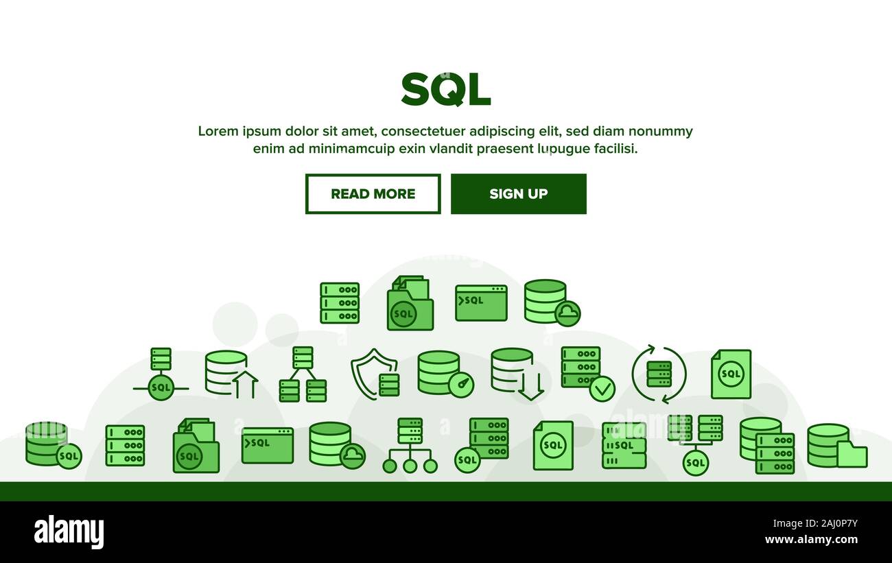 Sql Database Landing Header Vector Stock Vector Image & Art - Alamy