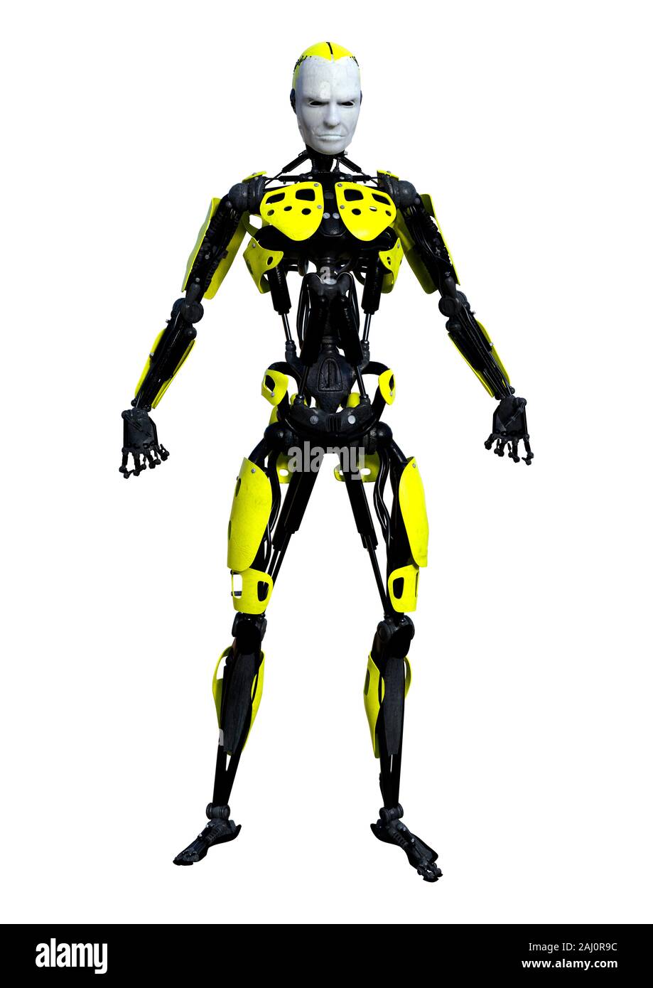 3D rendering of a male robot isolated on white background Stock Photo ...