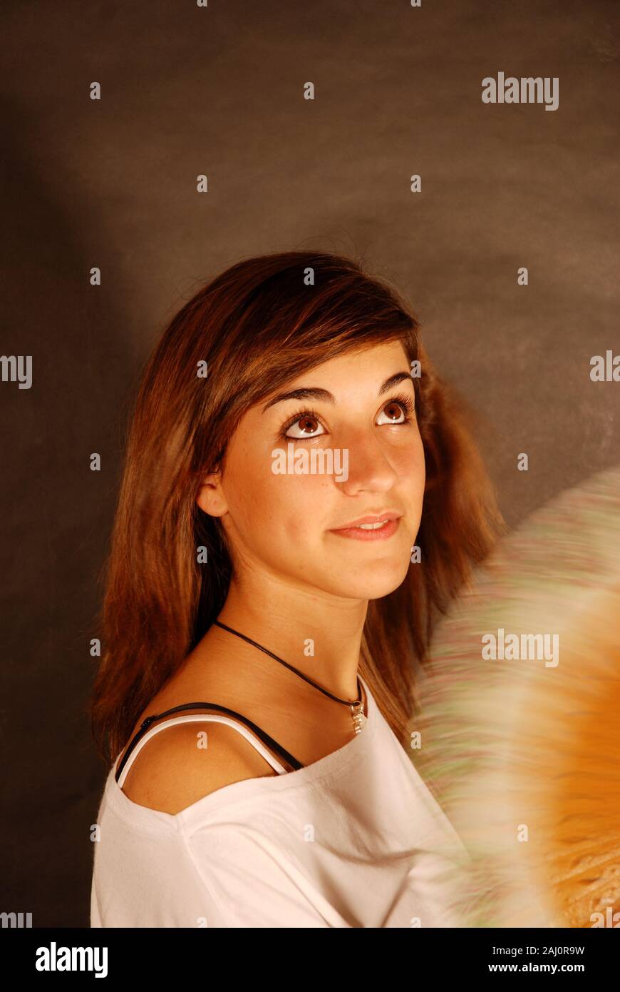 Woman fanning herself hi-res stock photography and images - Alamy