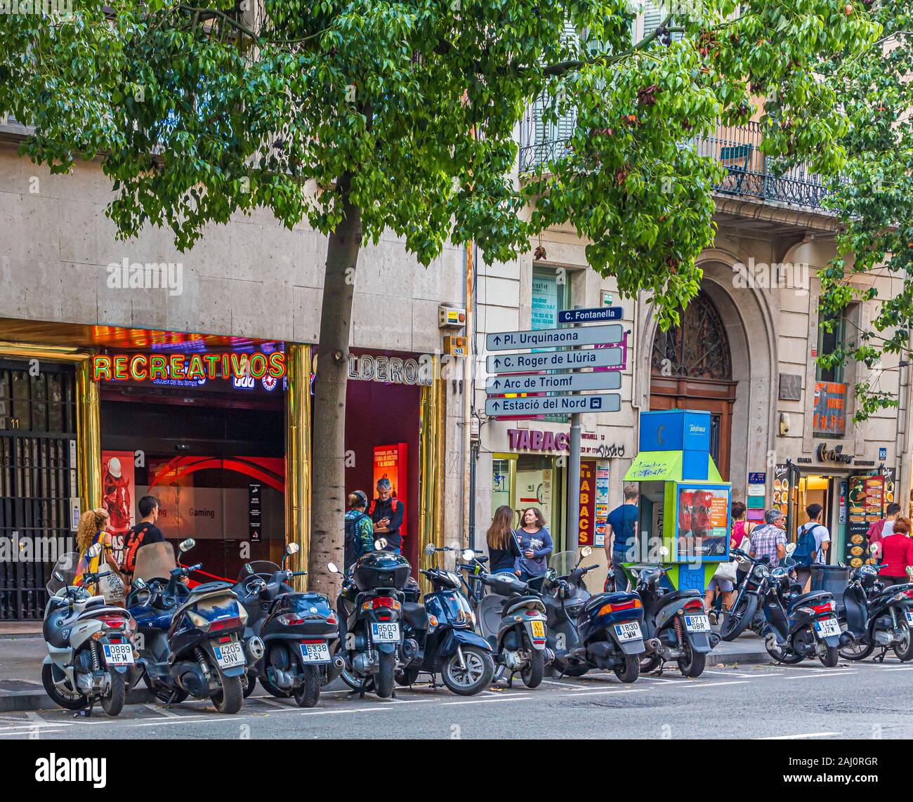 Motorcycles on Barcelona Street Stock Photo - Alamy