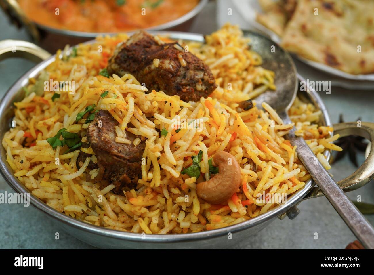 Mutton/ Goat Biryani - Indian meal concept close up, selective focus ...