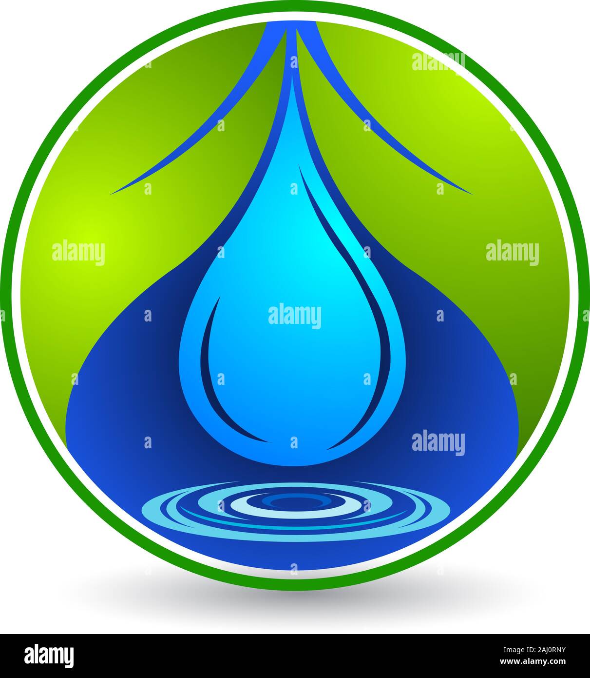 Pure water drop leaf emblem hi-res stock photography and images - Alamy
