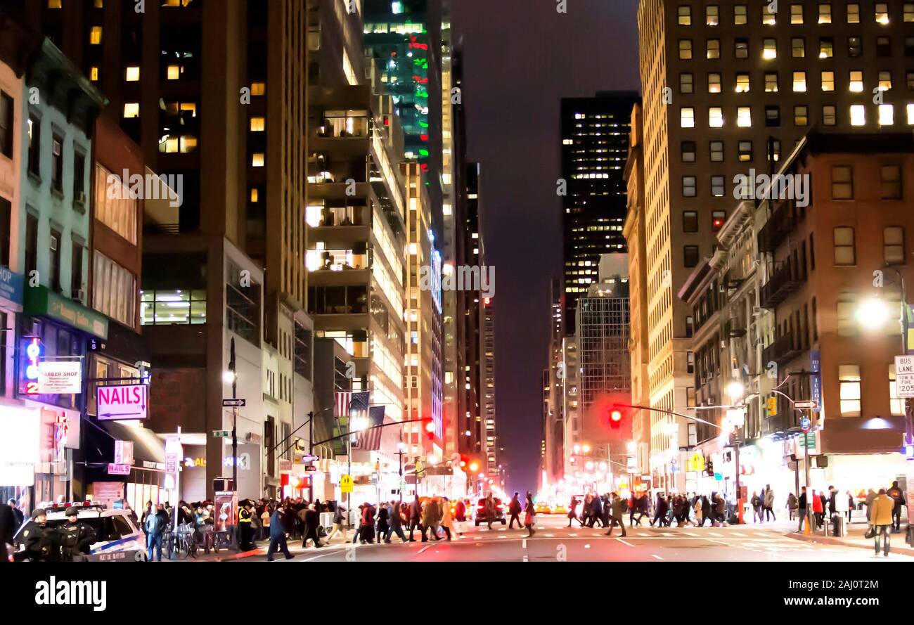 The skyling is bright in New York City on New Years Eve Stock Photo - Alamy