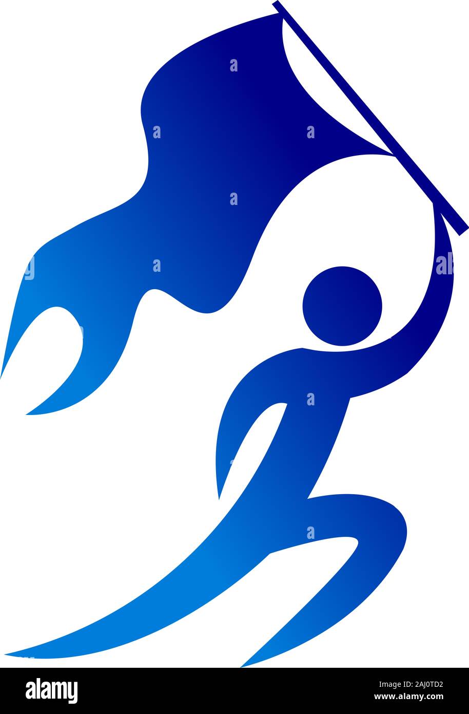 Lifting the flag man Stock Photo - Alamy