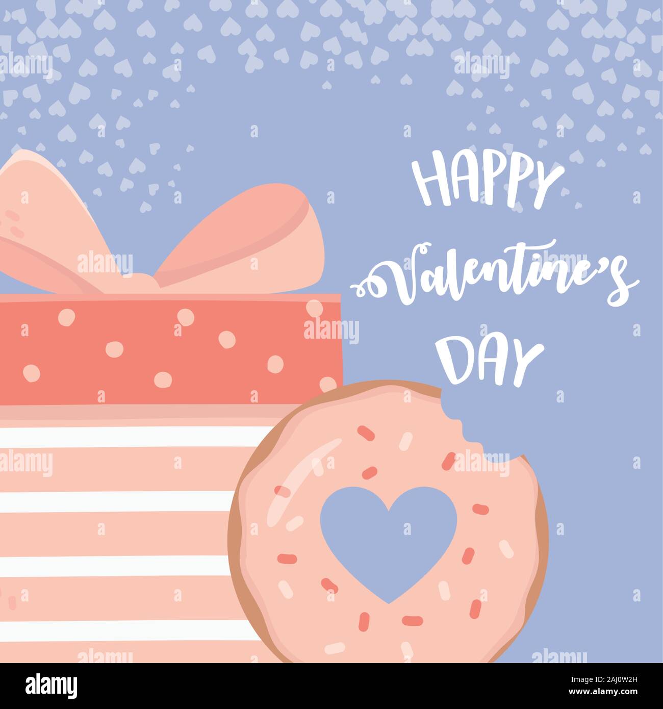 happy valentines day pink gift box and sweet donut vector illustration ...