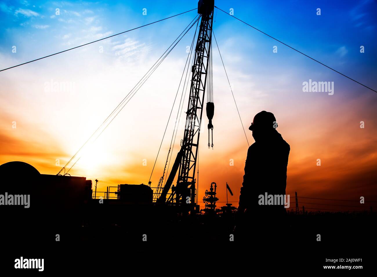 oil field, the oil workers are working Stock Photo - Alamy