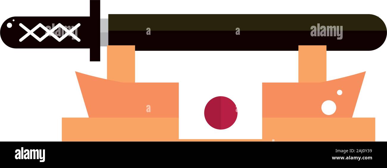 katana sword on stand traditional flag japanese icon vector ...