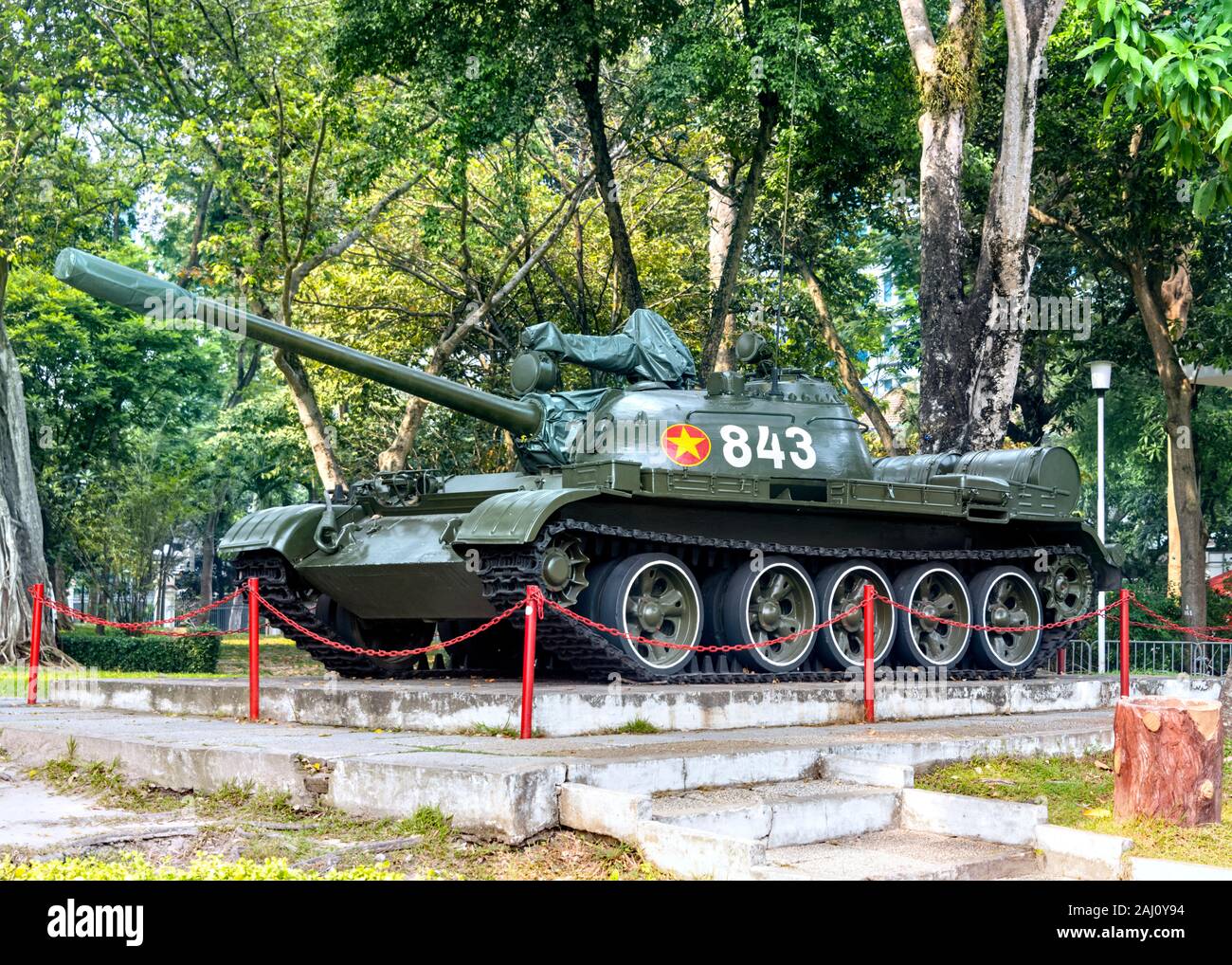 Russian T54 Tank in the grounds of Reunification Palace also known as Independence Palace, Ho ...