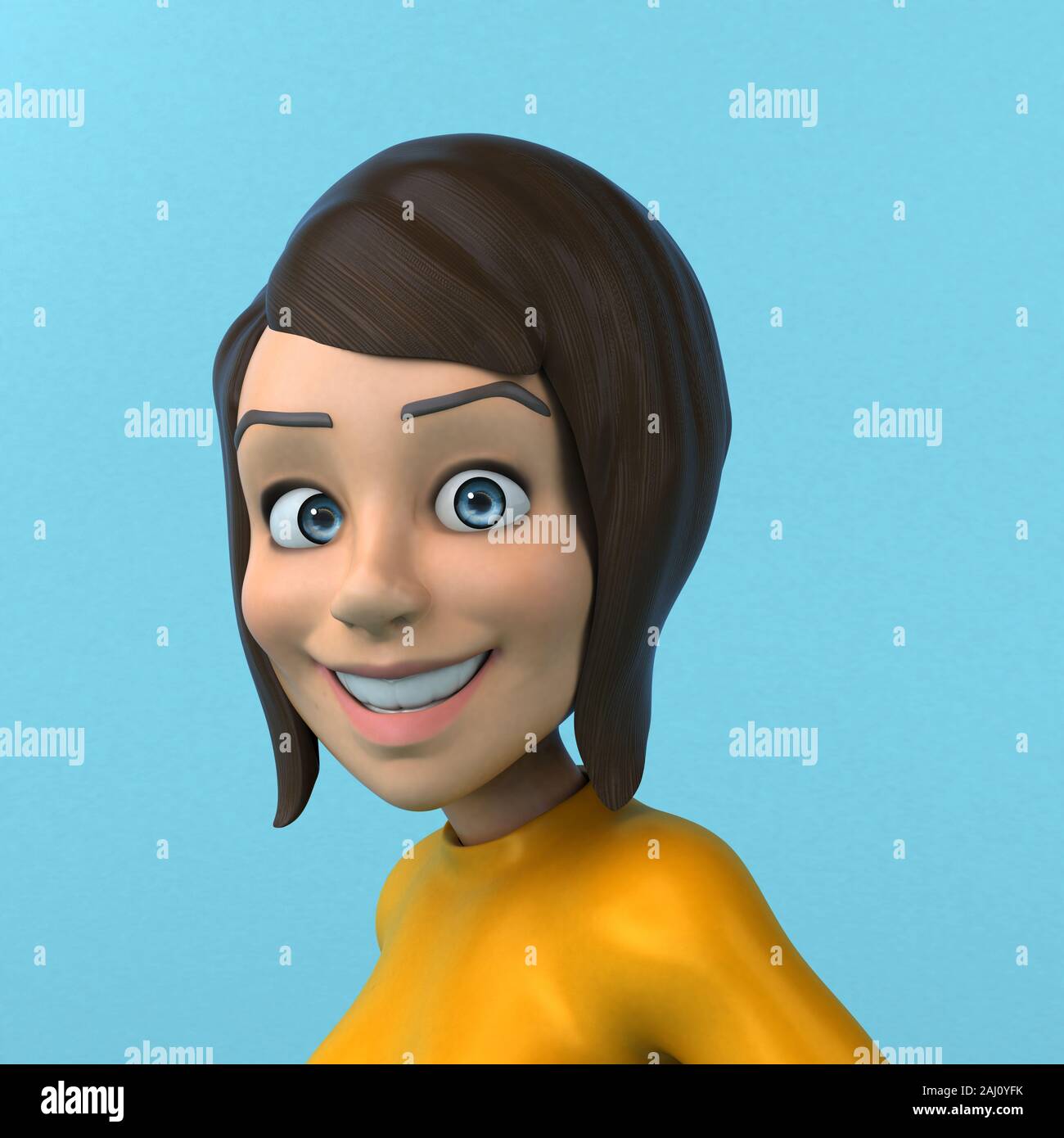 Fun 3D cartoon yellow girl Stock Photo - Alamy