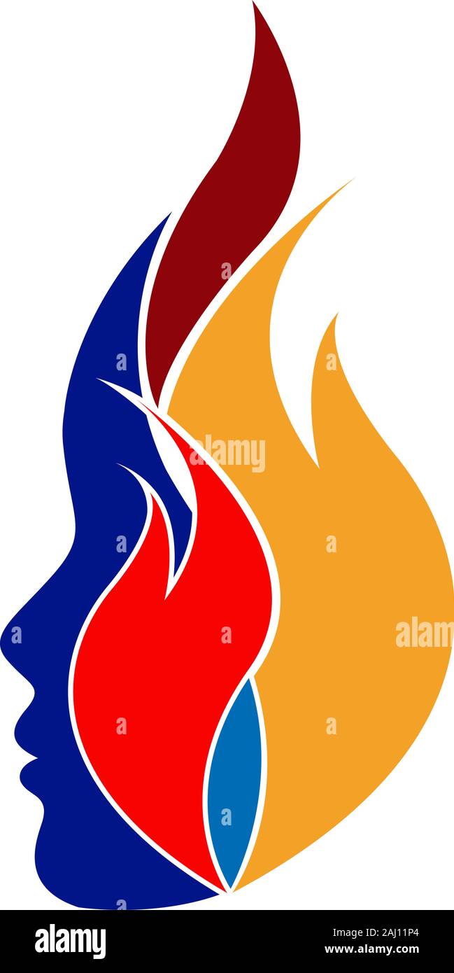 colorful flame face logo Stock Photo - Alamy