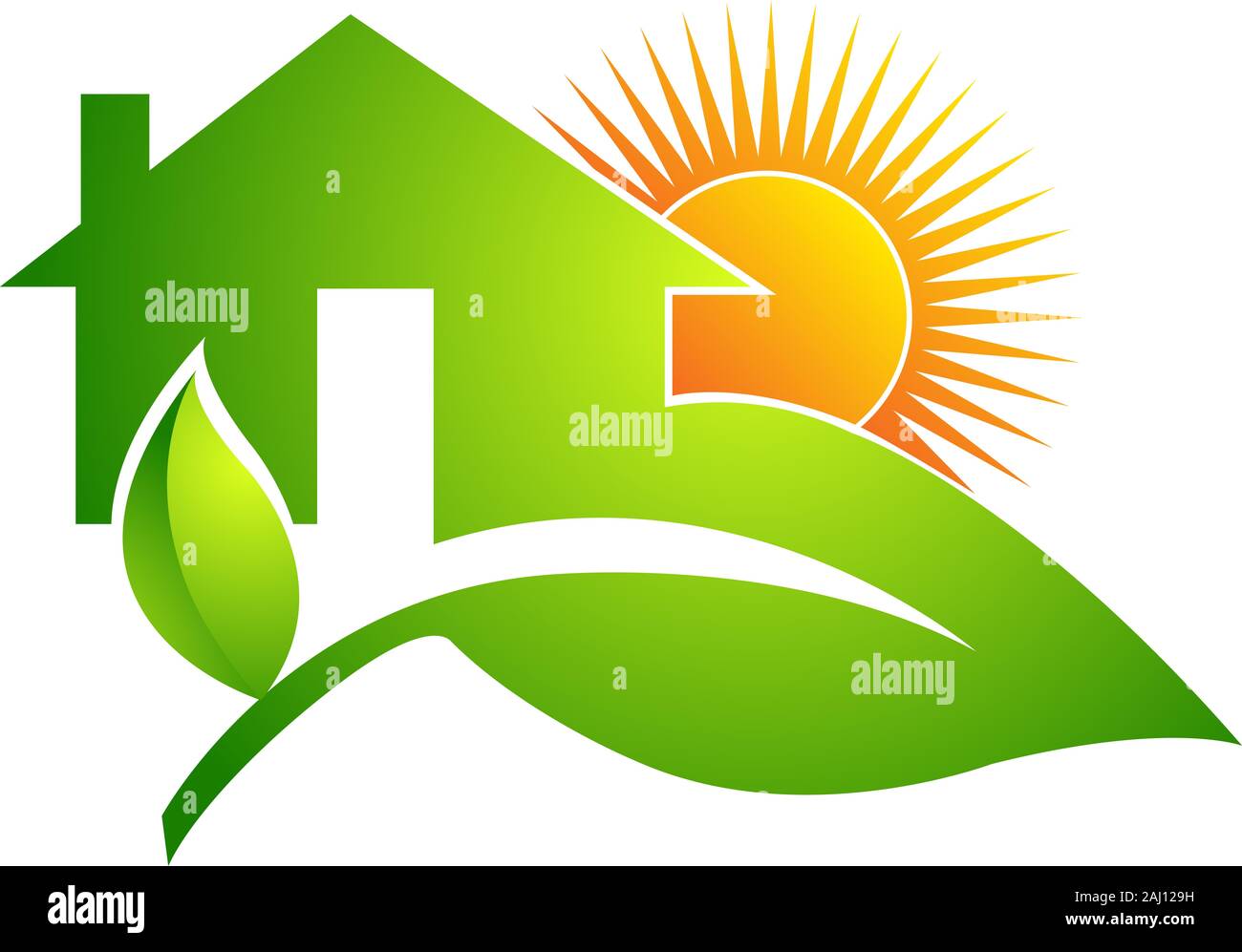 leaf home logo Stock Photo - Alamy