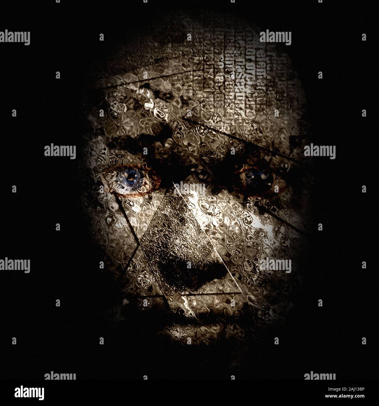 Scary human face in dark colors Stock Photo - Alamy