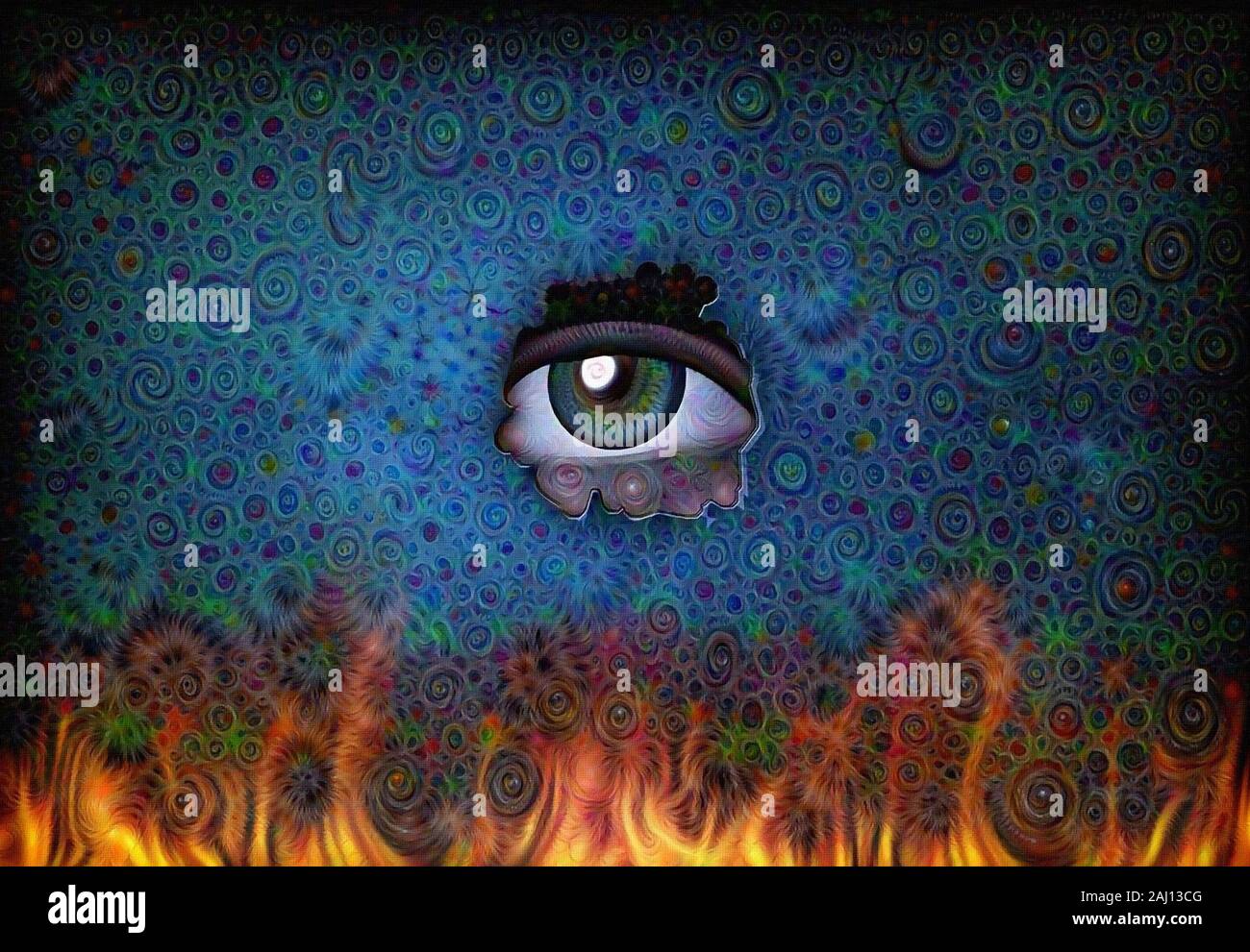 Eye looks into the crack of abstract wall Stock Photo - Alamy