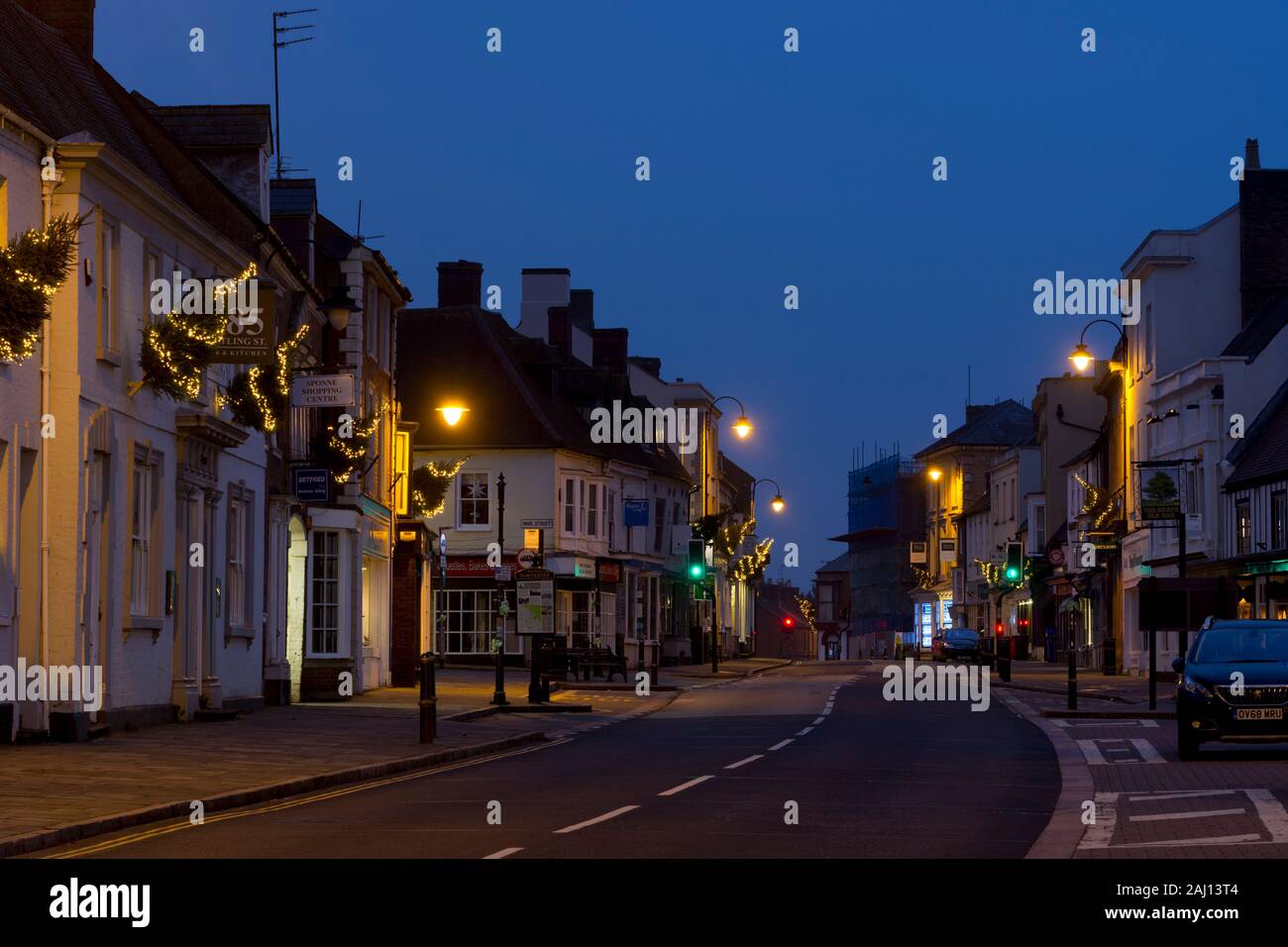 Watling Street at dawn at Christmas, Towcester, Northamptonshire ...
