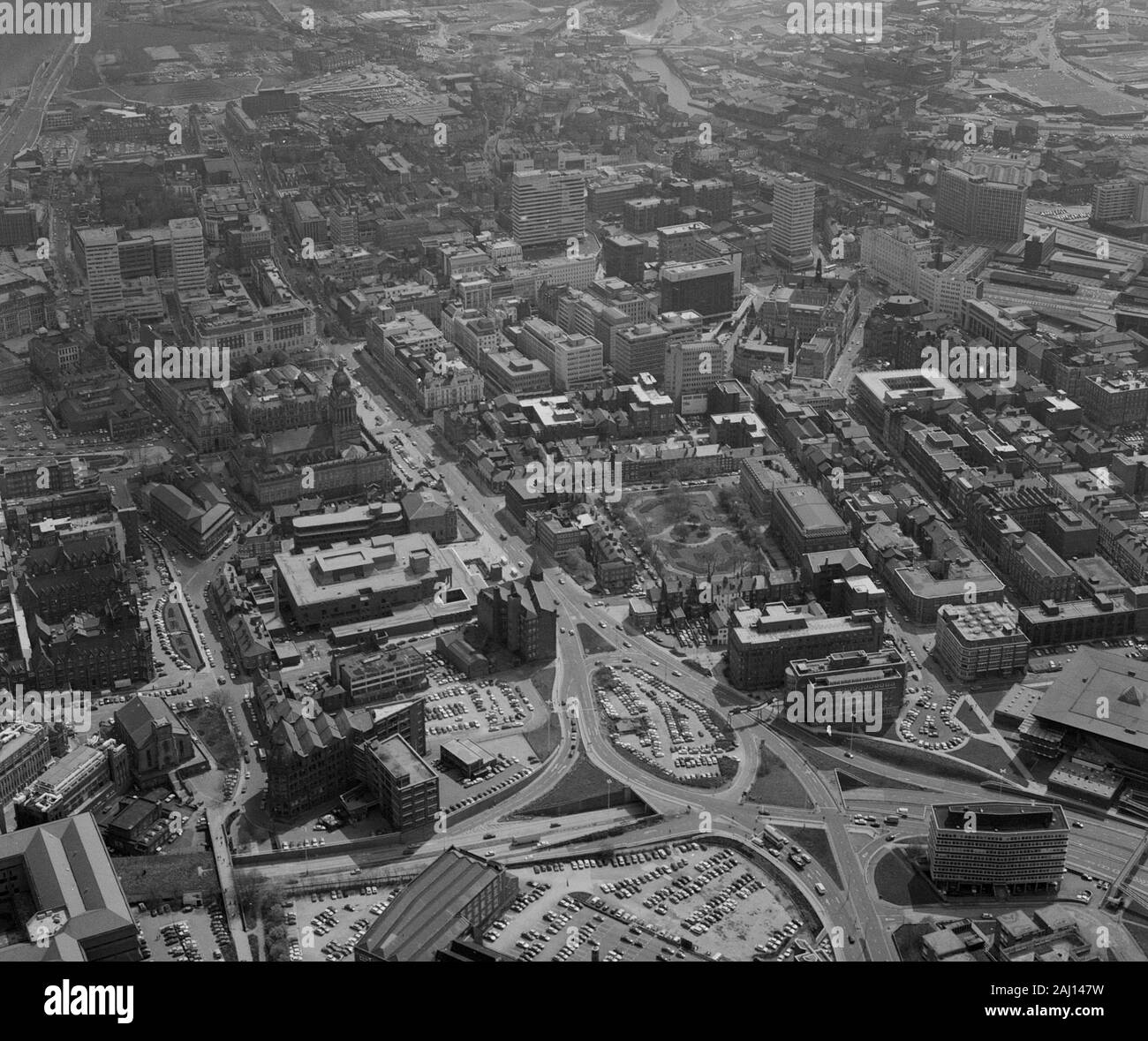 Leeds riverside and city centre, prior to re-development, shot from the ...