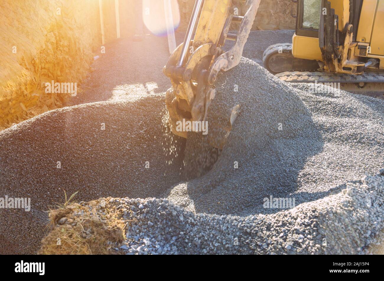 Loading of stone excavator works in a gravel pit Stock Photo - Alamy