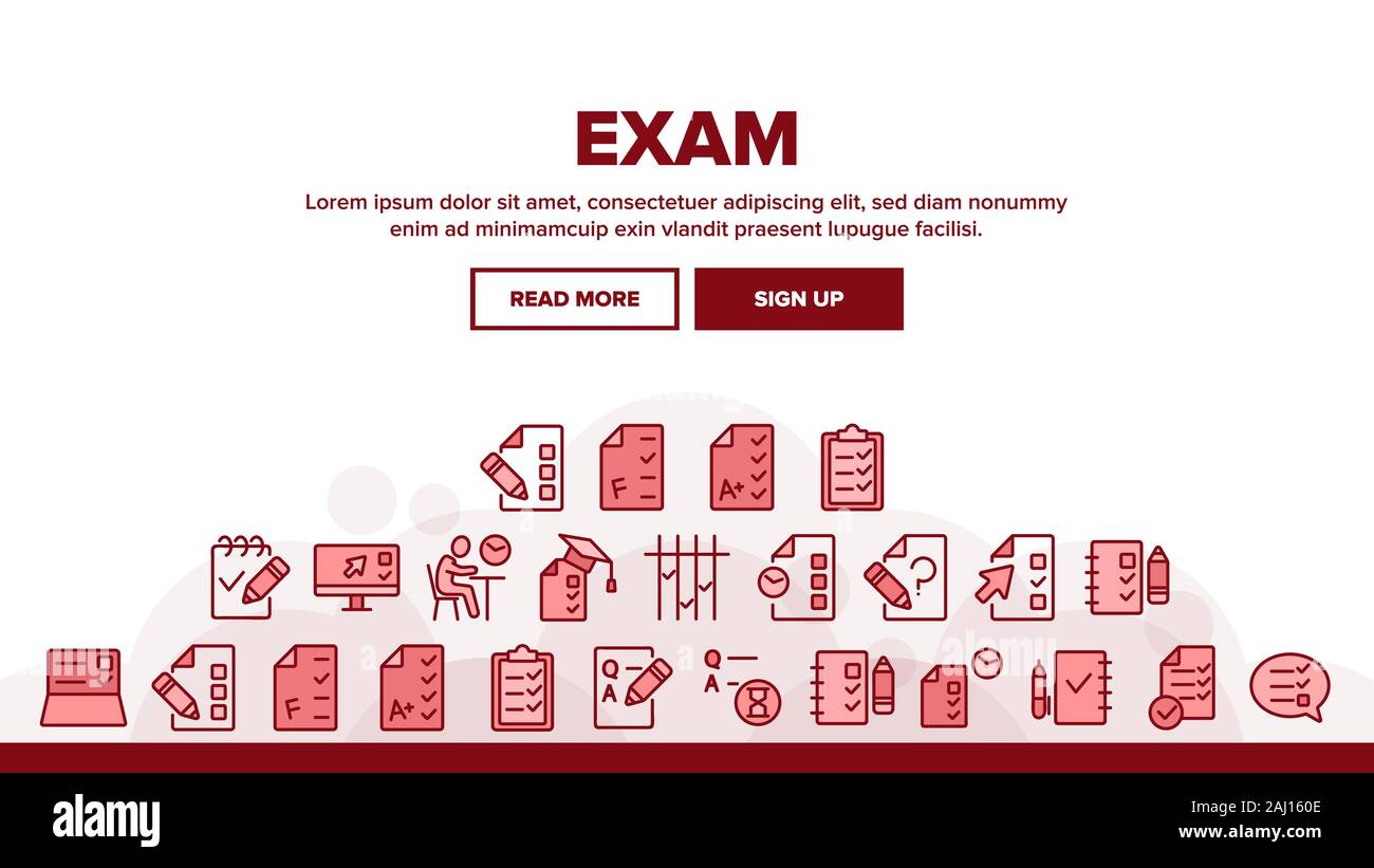 Exam Test Landing Header Vector Stock Vector Image & Art - Alamy