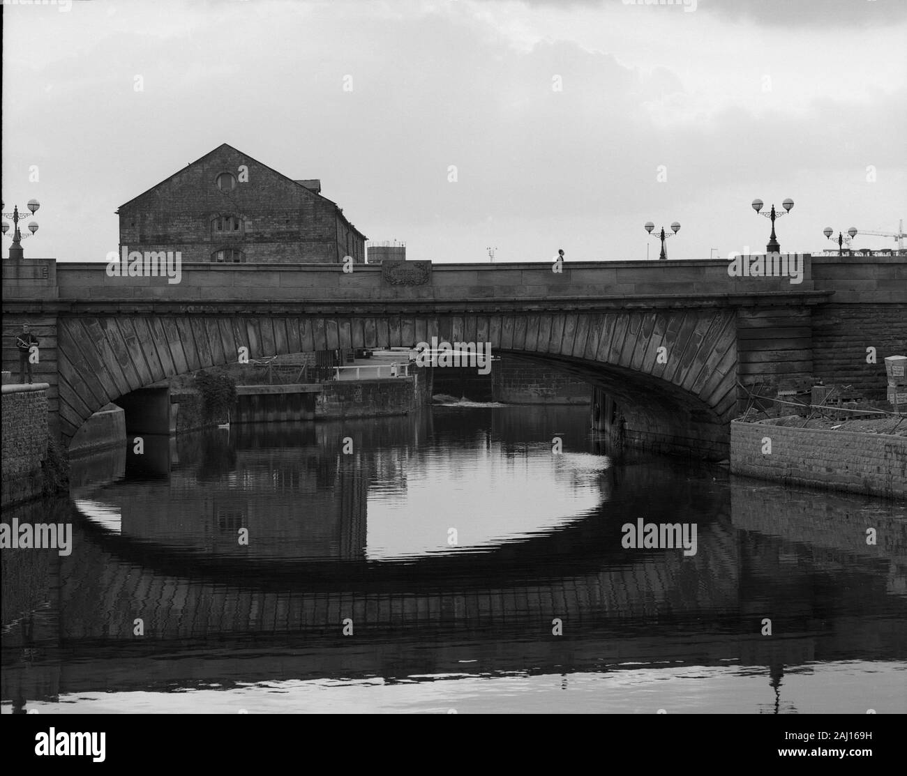 River aire bridge, Leeds, UK, in 1989 Stock Photo - Alamy
