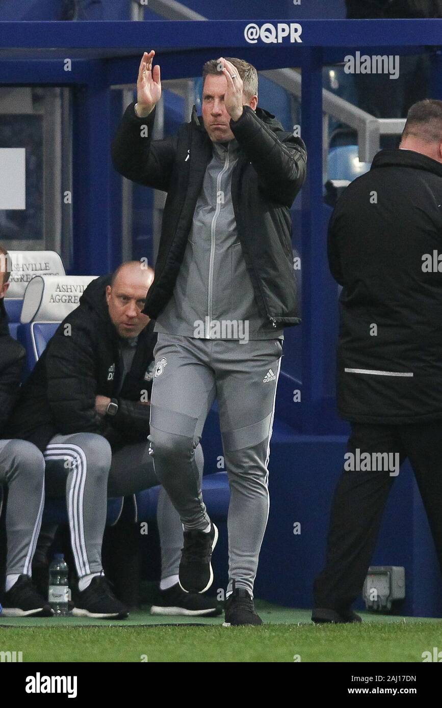 London, UK. 01st Jan, 2020. Cardiff City Manager Neill Harris during ...