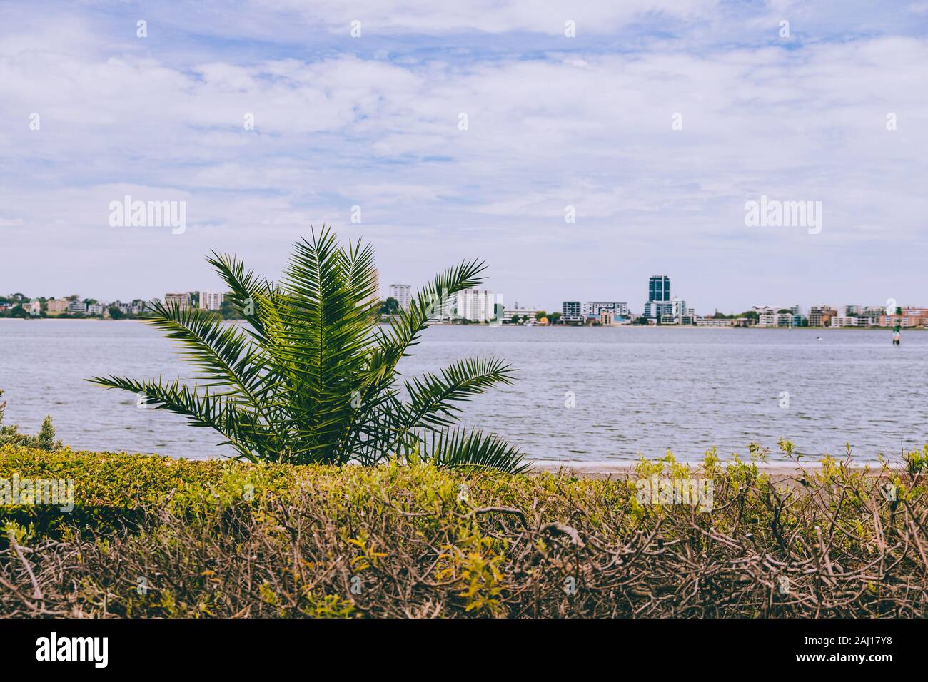 PERTH, AUSTRALIA - December 25th, 2019: Riverside pedestrian walk in ...