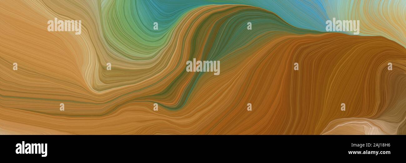 creative banner with sienna, brown and cadet blue color. modern waves ...