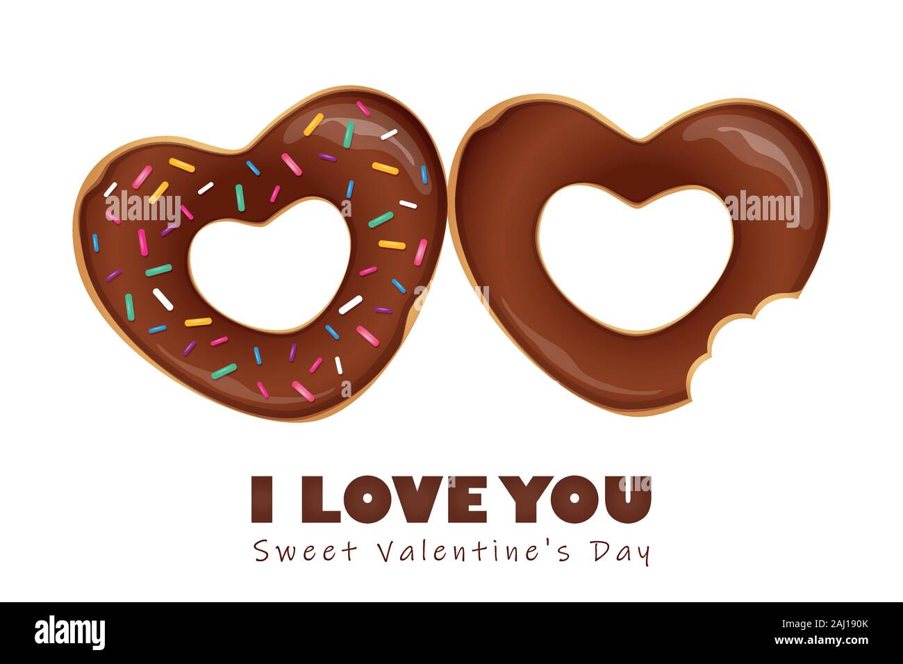 sweet valentines day with chocolate donuts and lollipop vector ...