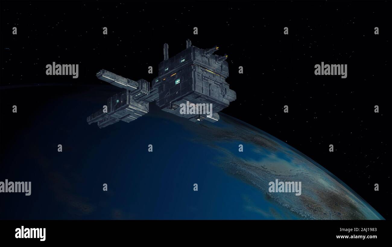 3d render.Futuristic spaceship concept illustration Stock Photo - Alamy