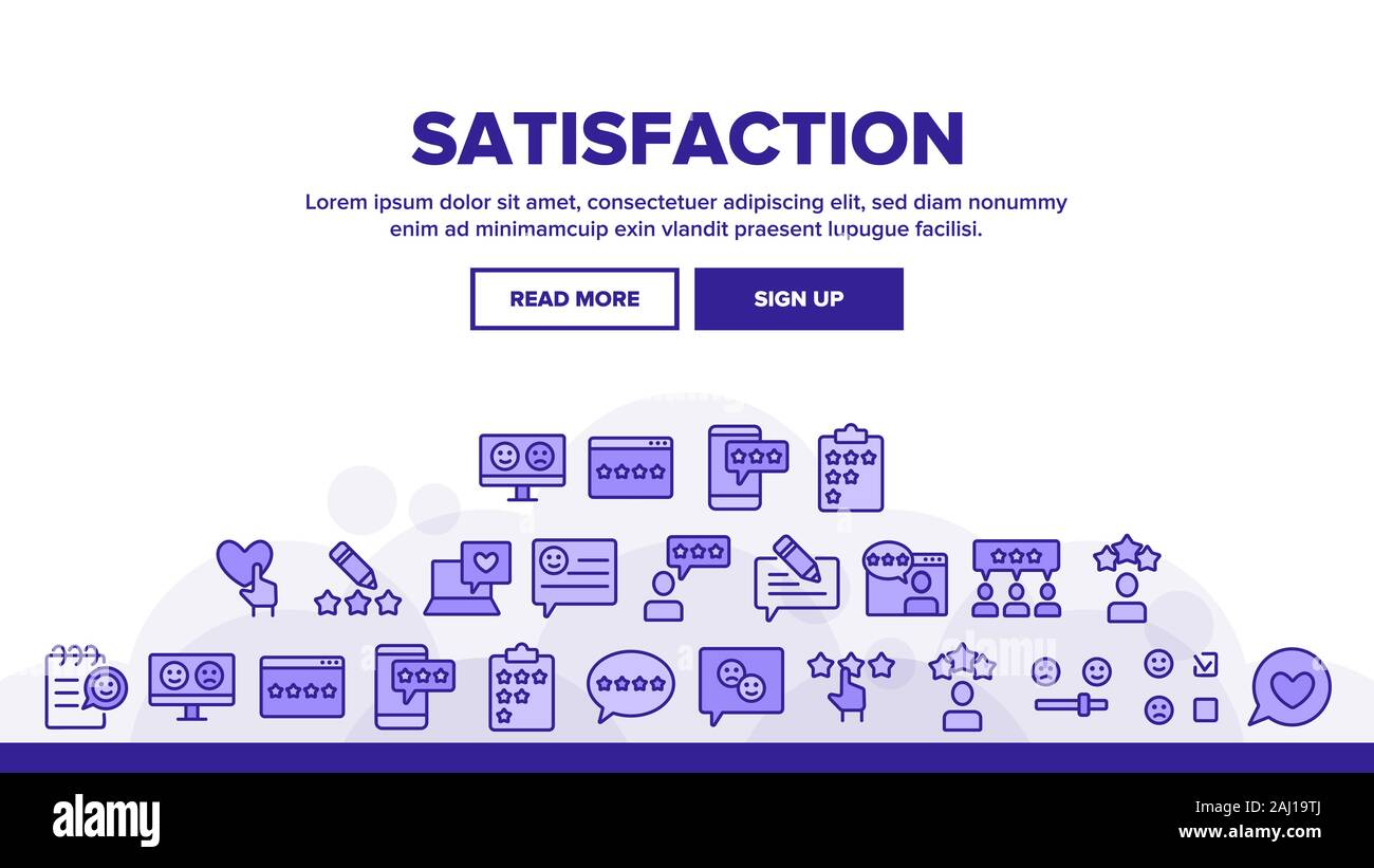 Satisfaction Feedback Landing Header Vector Stock Vector Image & Art ...
