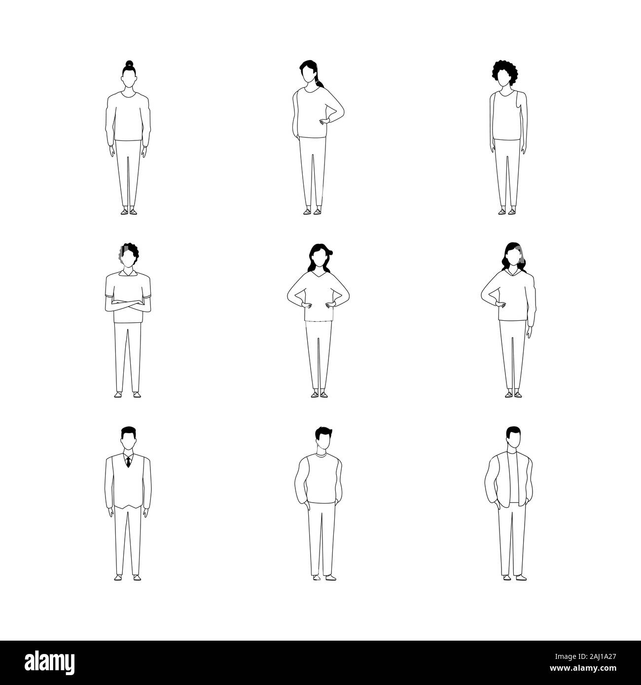 avatar women standing icon set, flat design Stock Vector Image & Art ...